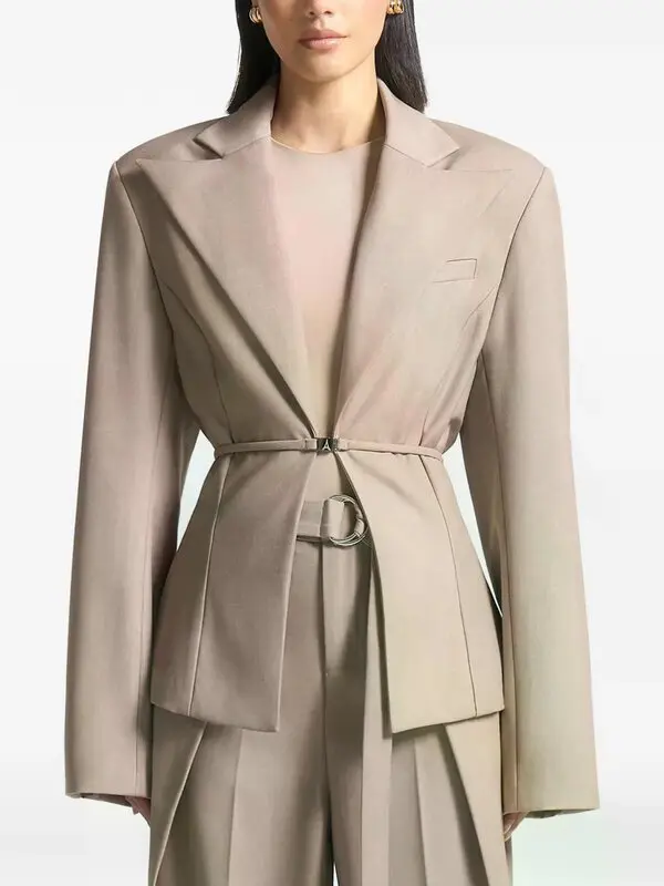 Manière De Voir Manère De Voir Wide Shoulder Belted Tailored Blazer