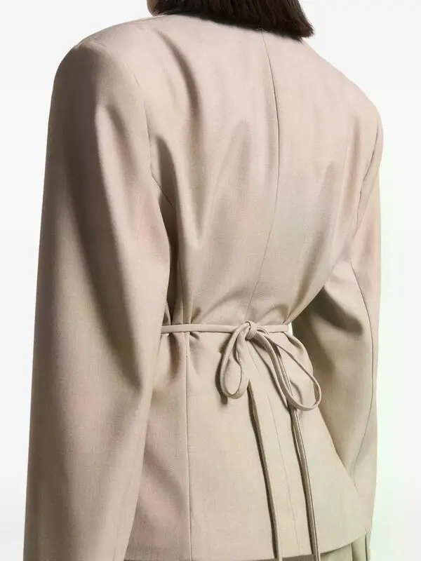 Manière De Voir Manère De Voir Wide Shoulder Belted Tailored Blazer