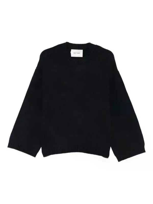 Soft Goat Chunky Cashmere Crew-neck Sweater - Blue