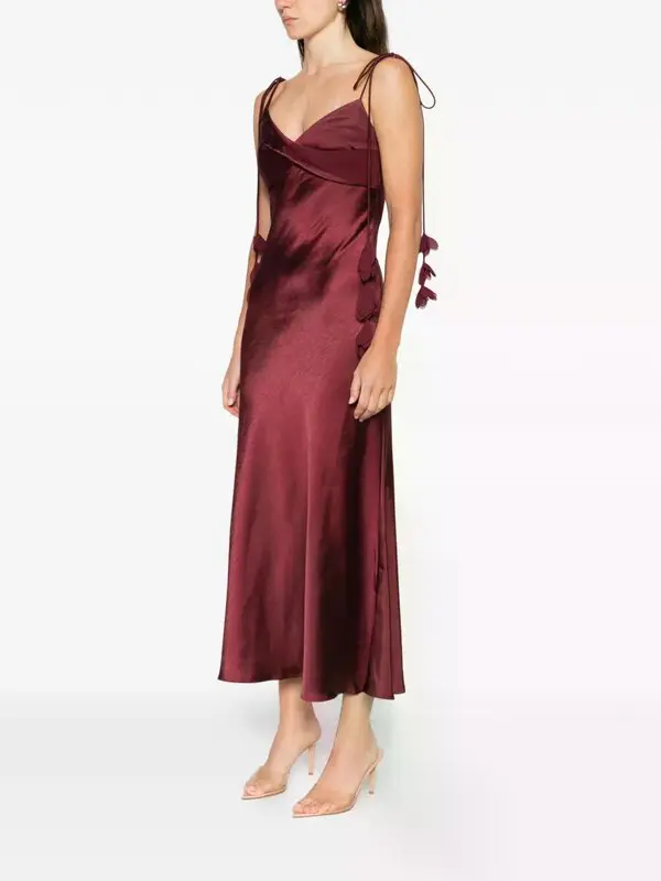 SELF-PORTRAIT Midi Dress With Tie Straps - Red