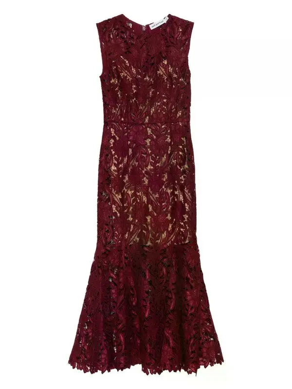 SELF-PORTRAIT Sleeveless Midi Dress - Red