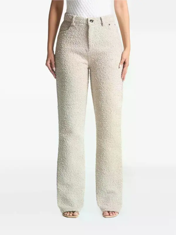 Manière De Voir Maniere De Voir Sara Bouclé Straight-leg Jeans - Neutrals