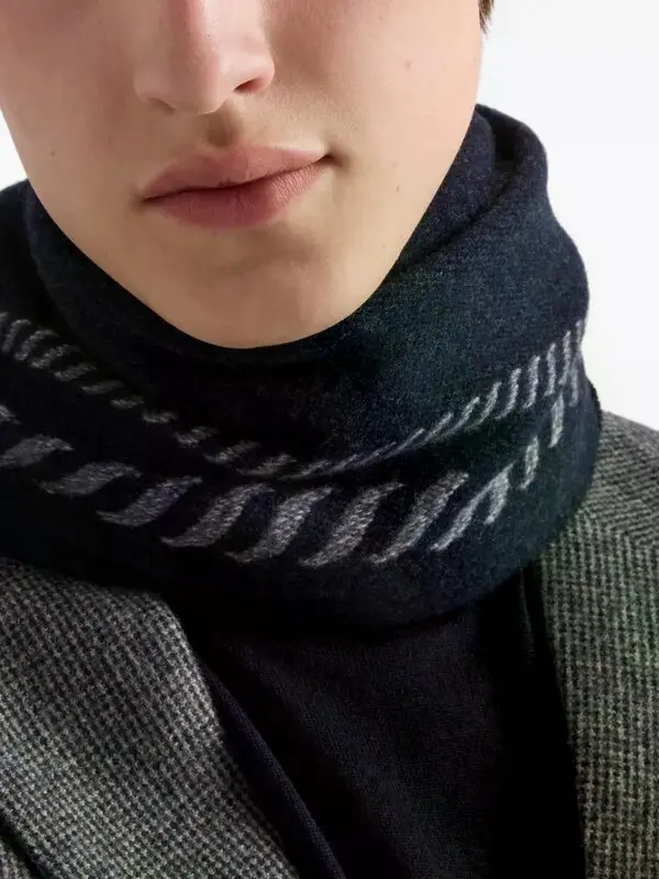 Prada Fringe-detail Scarf - Blue
