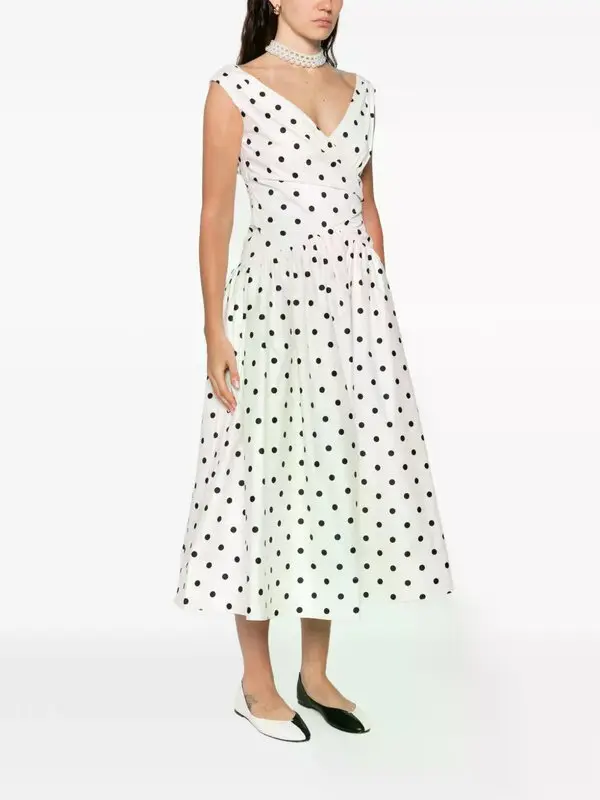 SELF-PORTRAIT Polka-dot Wrap Midi Dress - White