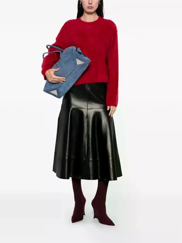 Soft Goat Brushed Crew-neck Sweater - Red