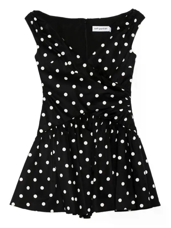 SELF-PORTRAIT Polka Dot V-neck Mini Dress
