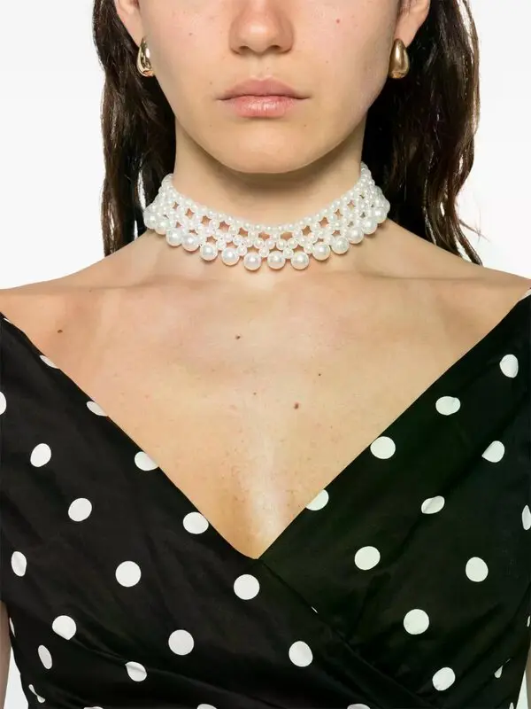 SELF-PORTRAIT Polka Dot V-neck Mini Dress