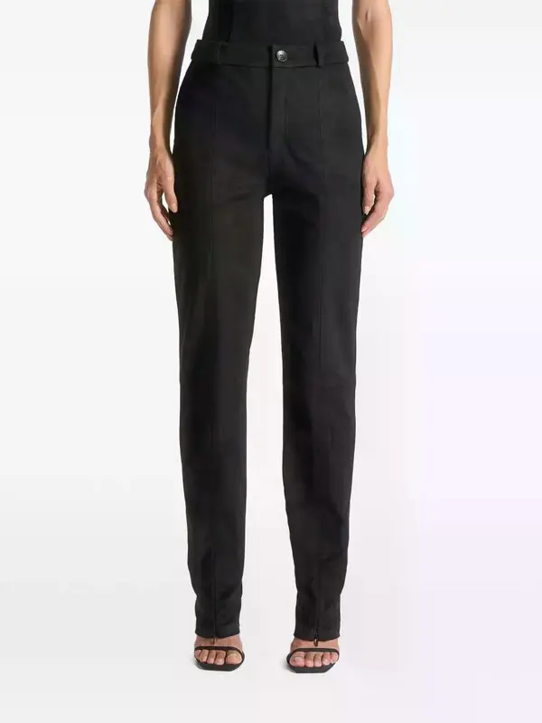 Manière De Voir Maniere De Voir Faux Suede Straight-leg Trousers With Split Hem