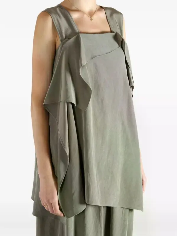 Y’s Sleeveless Ruffled Square-neck Top