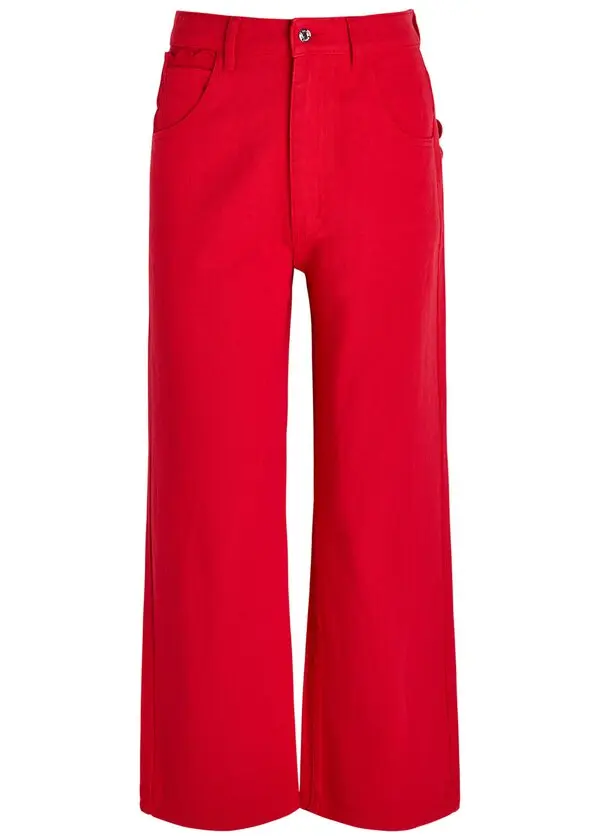 NEVER FULLY DRESSED Scallop Cropped Wide-leg Jeans