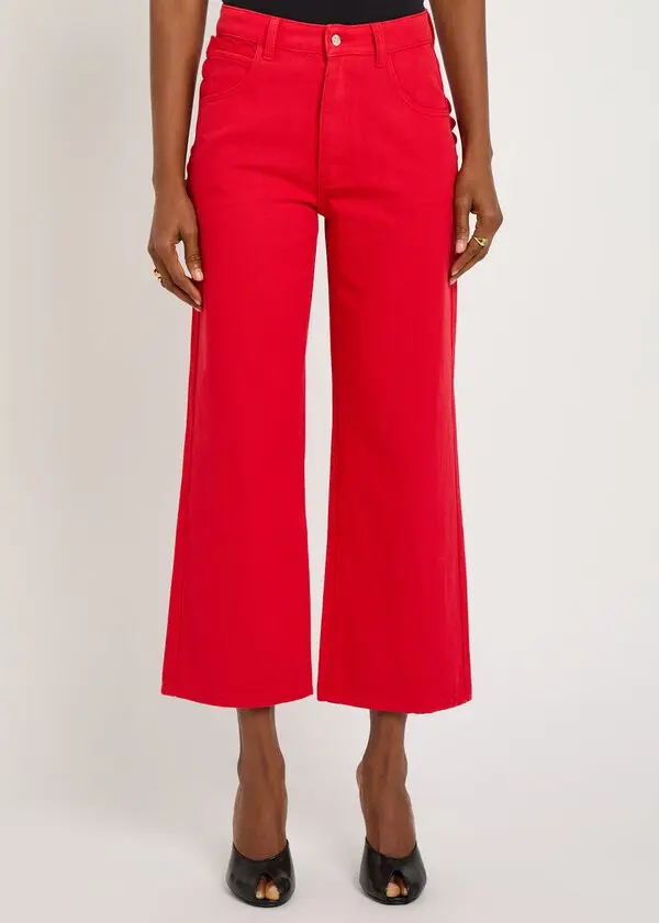NEVER FULLY DRESSED Scallop Cropped Wide-leg Jeans