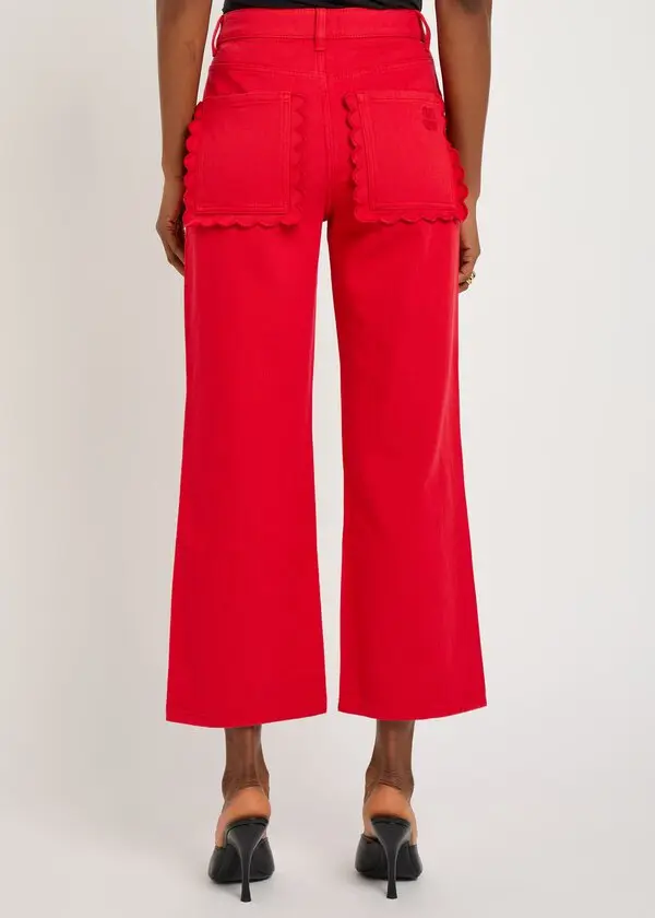 NEVER FULLY DRESSED Scallop Cropped Wide-leg Jeans