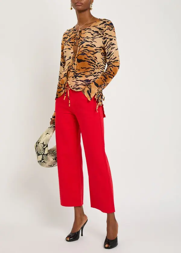 NEVER FULLY DRESSED Scallop Cropped Wide-leg Jeans