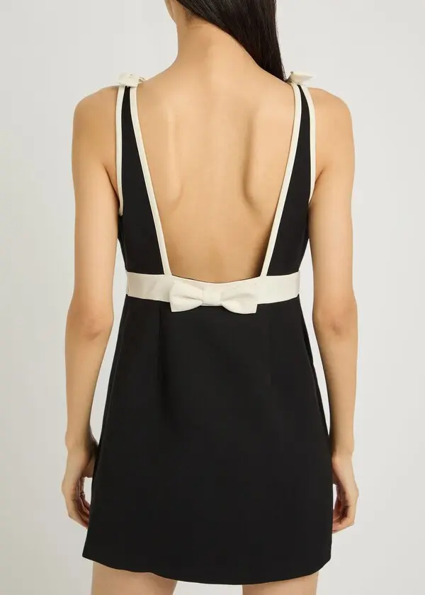 LoveShackFancy Bow-appliquéd Cotton-blend Mini Dress