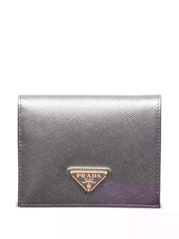 Prada Small Saffiano-leather Wallet - Grey