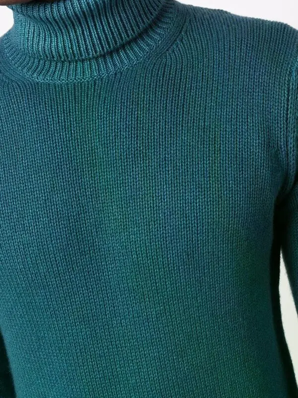 DELL'OGLIO Merino-silk-cashmere Blend Roll Neck Jumper - Blue