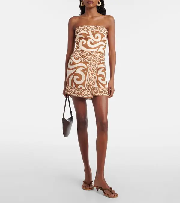 Johanna Ortiz Printed Linen Minidress