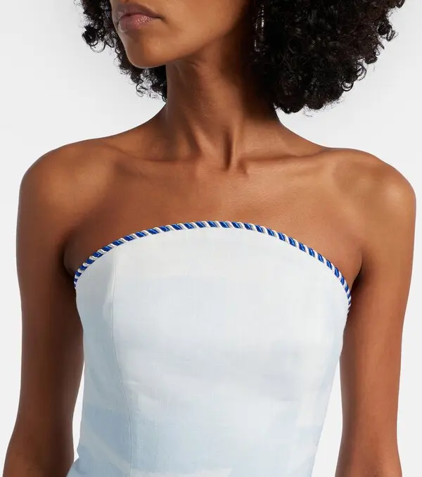 LEO LIN Ava Printed Linen Bustier Dress