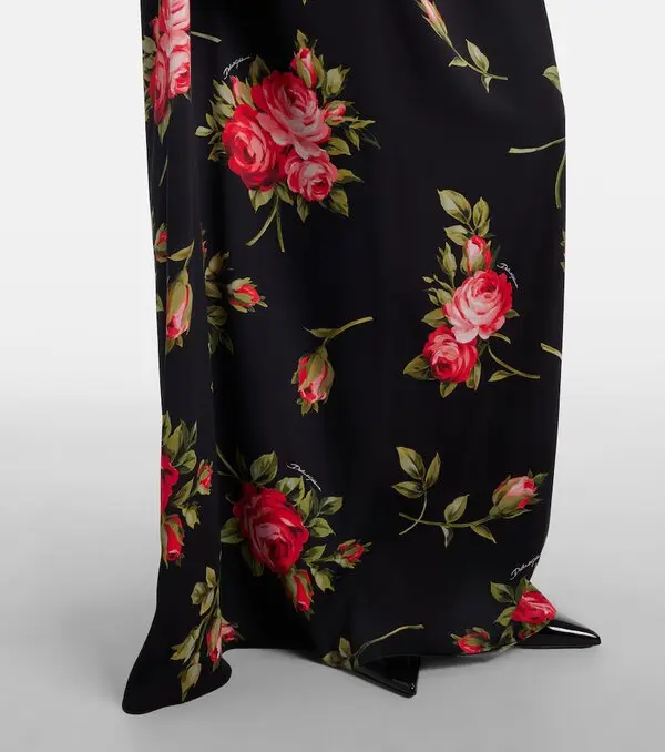 Dolce & Gabbana Floral Caped Silk-blend Gown