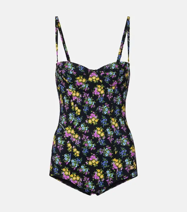 Dolce & Gabbana Floral Swimsuit - Black