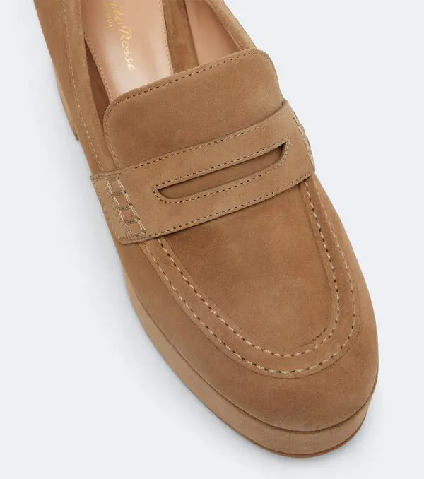 GIANVITO ROSSI Suede Platform Loafer Pumps - Brown