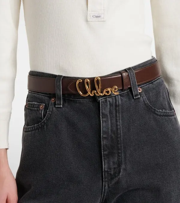 Chloé Iconic Embellished Leather Belt - Brown