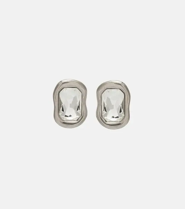 Givenchy Sculptural Crystal Embellished Earrings - Silver