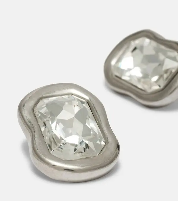 Givenchy Sculptural Crystal Embellished Earrings - Silver
