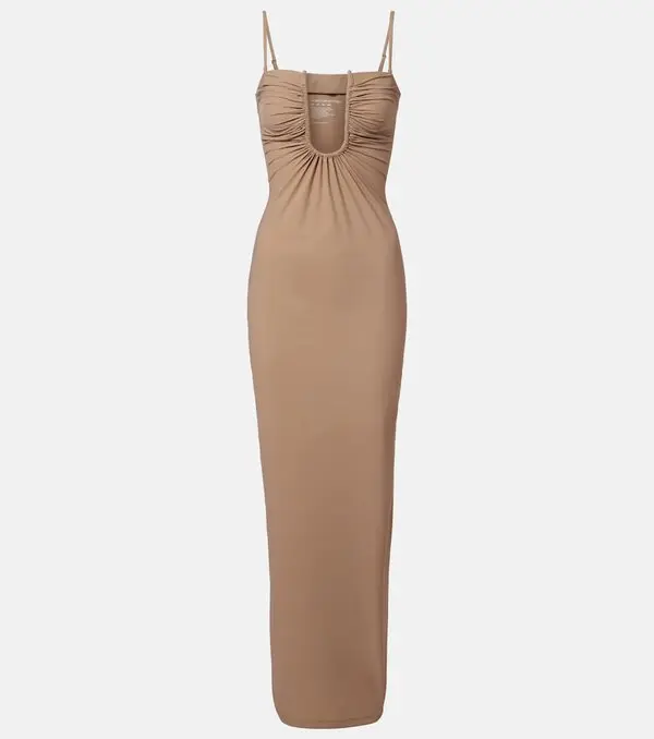 Christopher Esber Ruched Jersey Maxi Dress - Beige