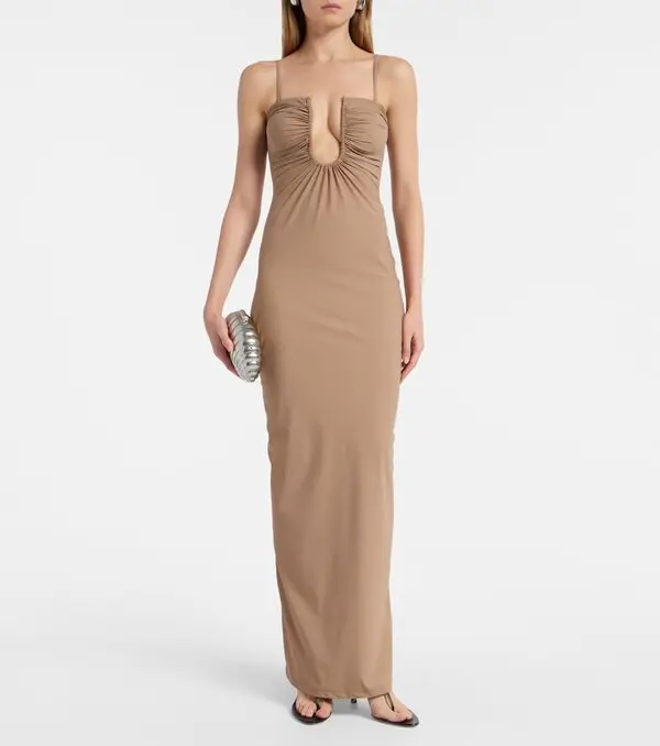 Christopher Esber Ruched Jersey Maxi Dress - Beige