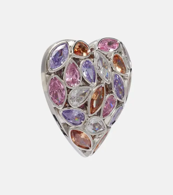 SELF-PORTRAIT Crystal-embellished Heart Earrings
