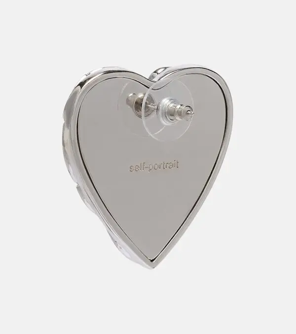SELF-PORTRAIT Crystal-embellished Heart Earrings