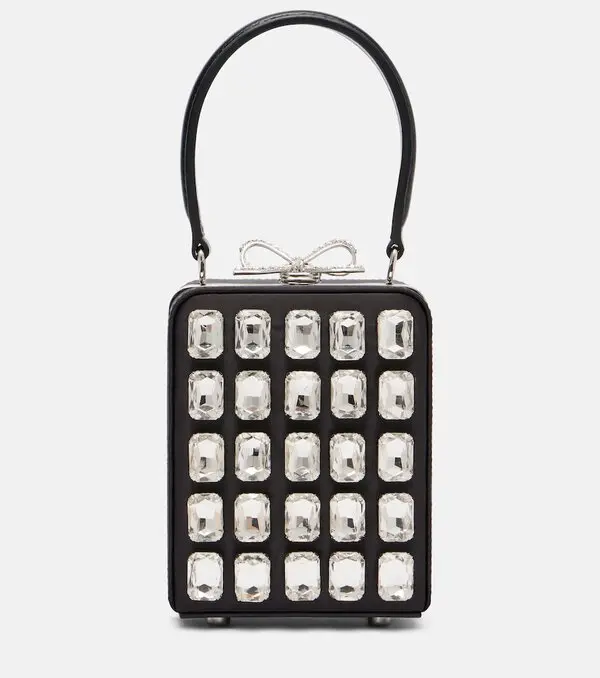 SELF-PORTRAIT Micro Crystal-embellished Box Bag - Black