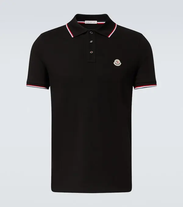 Moncler Permanent Cotton Jersey Polo Shirt - Black