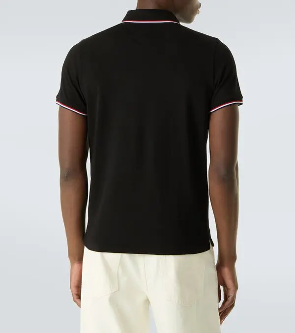 Moncler Permanent Cotton Jersey Polo Shirt - Black