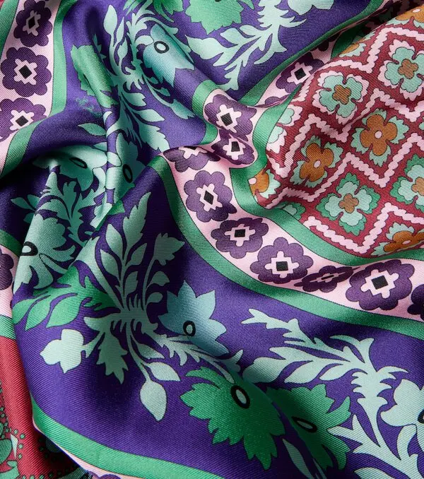 La DoubleJ Fringed Printed Silk Twill Scarf