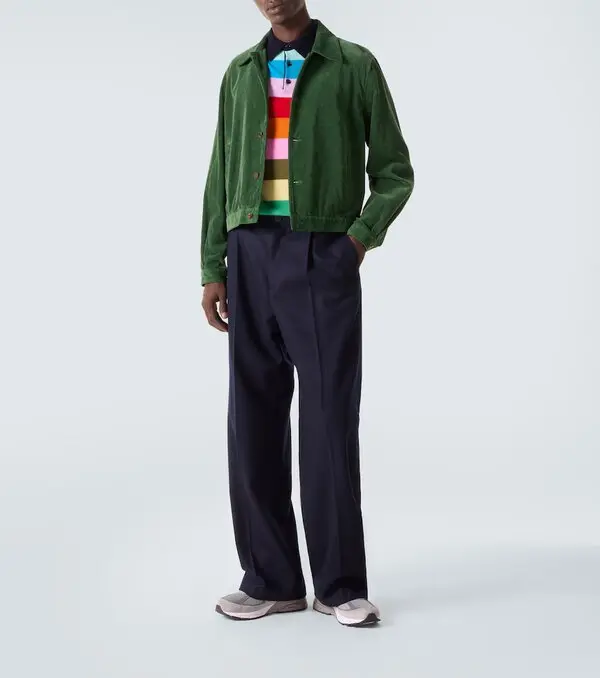 ALLUDE Striped Cashmere Polo Sweater