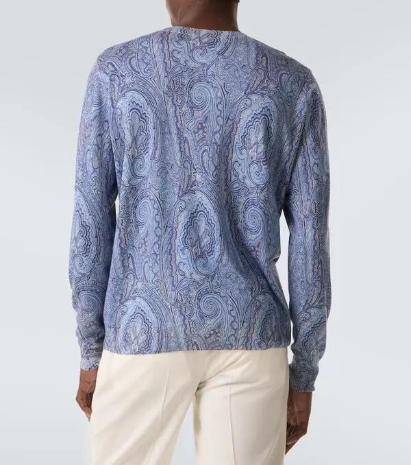 Etro Paisley Silk And Cashmere Sweater - Blue