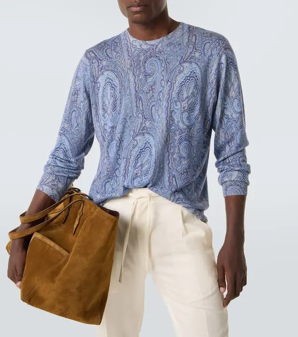Etro Paisley Silk And Cashmere Sweater - Blue