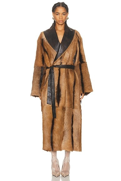 Magda Butrym Long Belted Leather Reversible Coat