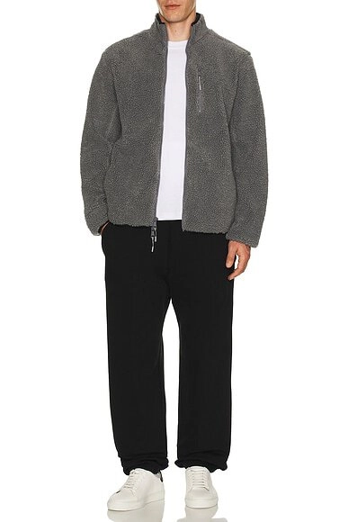Beyond Yoga Boucle Fleece Zip Jacket - Shadow Grey