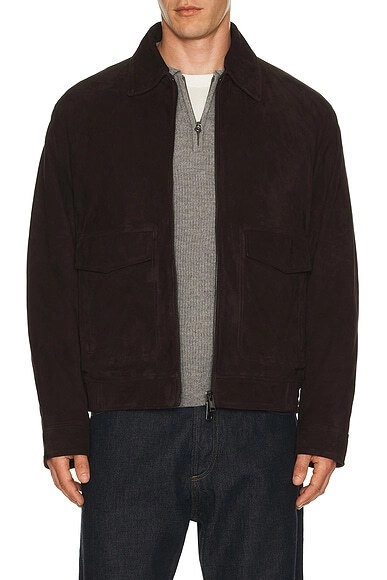 Theory Reece Suede Aviator Bomber Jacket
