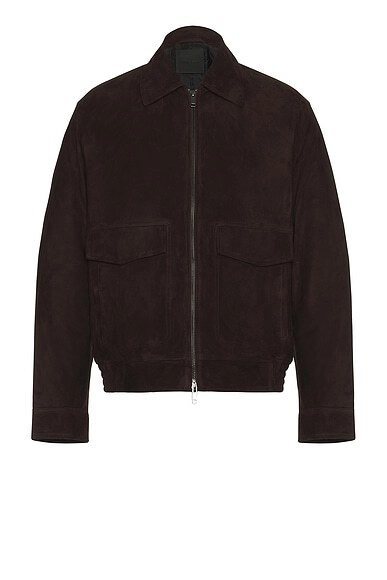 Theory Reece Suede Aviator Bomber Jacket