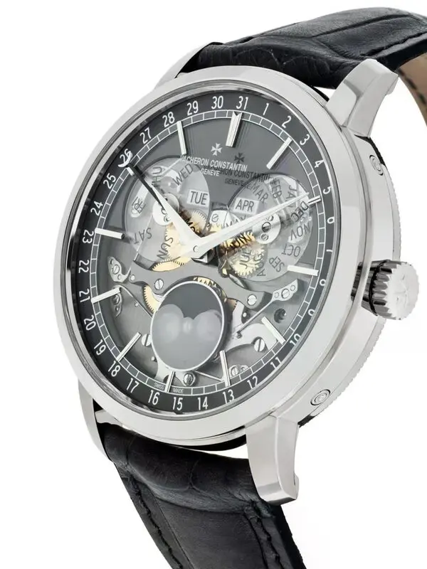 VACHERON CONSTANTIN Traditionnelle Skeleton Dial 18kt White Gold Watch - Grey