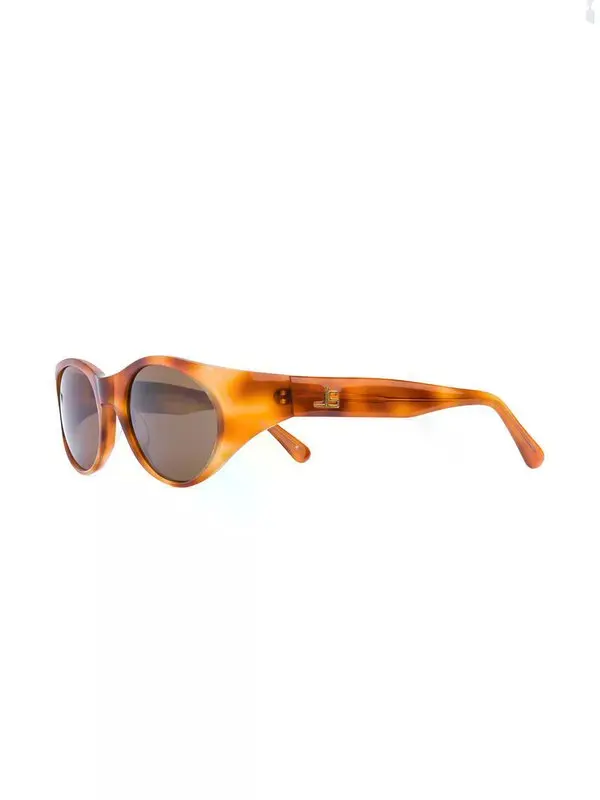 Jean Louis Scherrer Oval Frame Tortoiseshell Effect Sunglasses - Brown