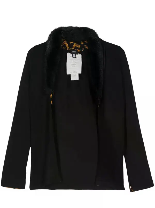 Versace Knitted Cardigan With Faux Shearling Lapels