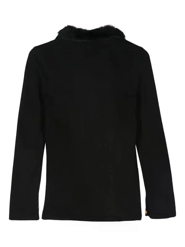 Versace Knitted Cardigan With Faux Shearling Lapels
