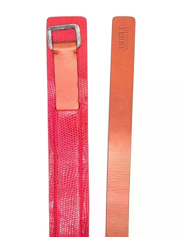 Gianfranco Ferre Snakeskin-effect Two-tone Belt - Pink