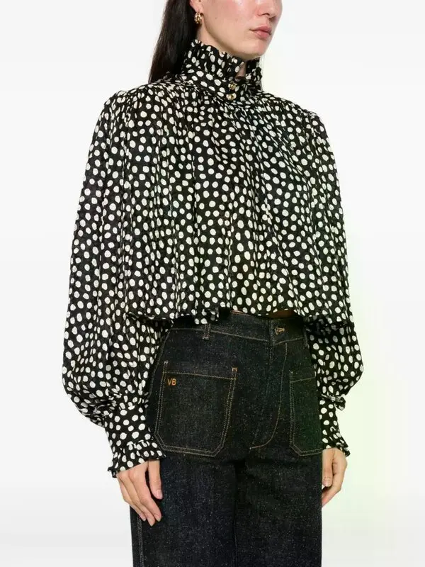 Chloé Polka-dot Ruffled Collar Blouse