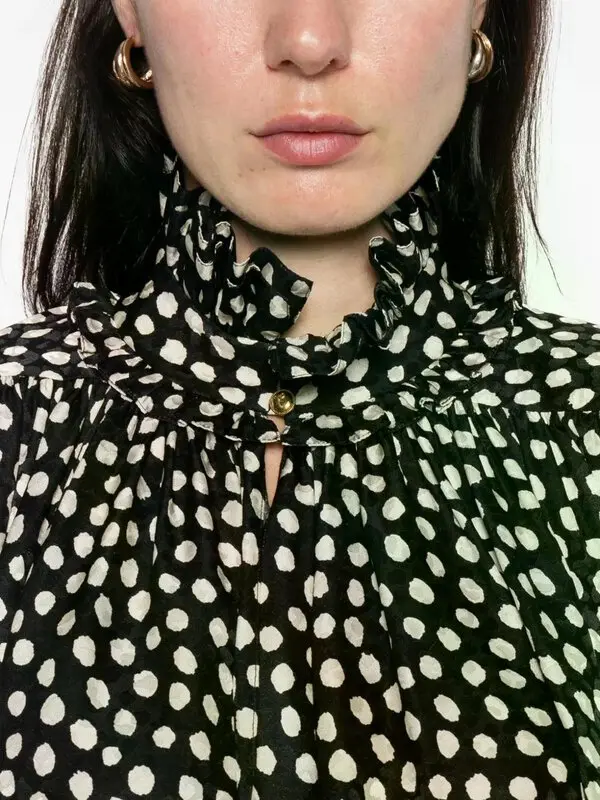 Chloé Polka-dot Ruffled Collar Blouse